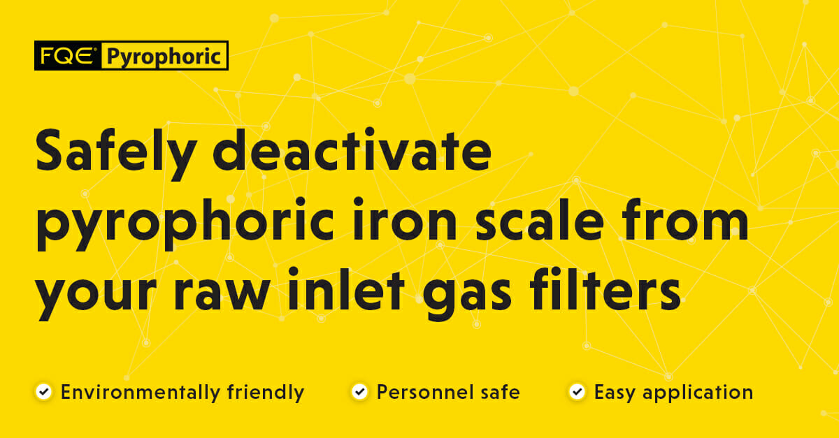 Safely deactivate pyrophoric iron scale from raw inlet gas filters